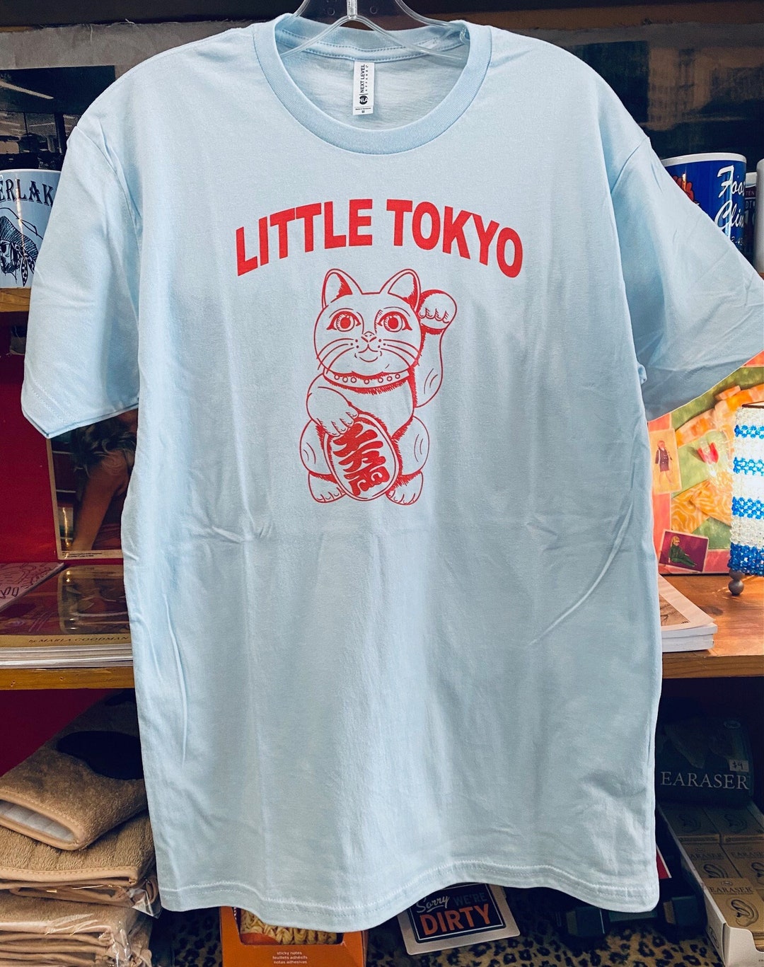 Little Tokyo Maneki Neko Good Luck Cat Screen Printed T Shirt Los ...