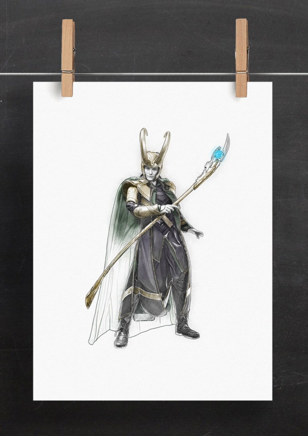 Loki Art Print: God of Mischief Poster (marvel Print Digital Pencil ...