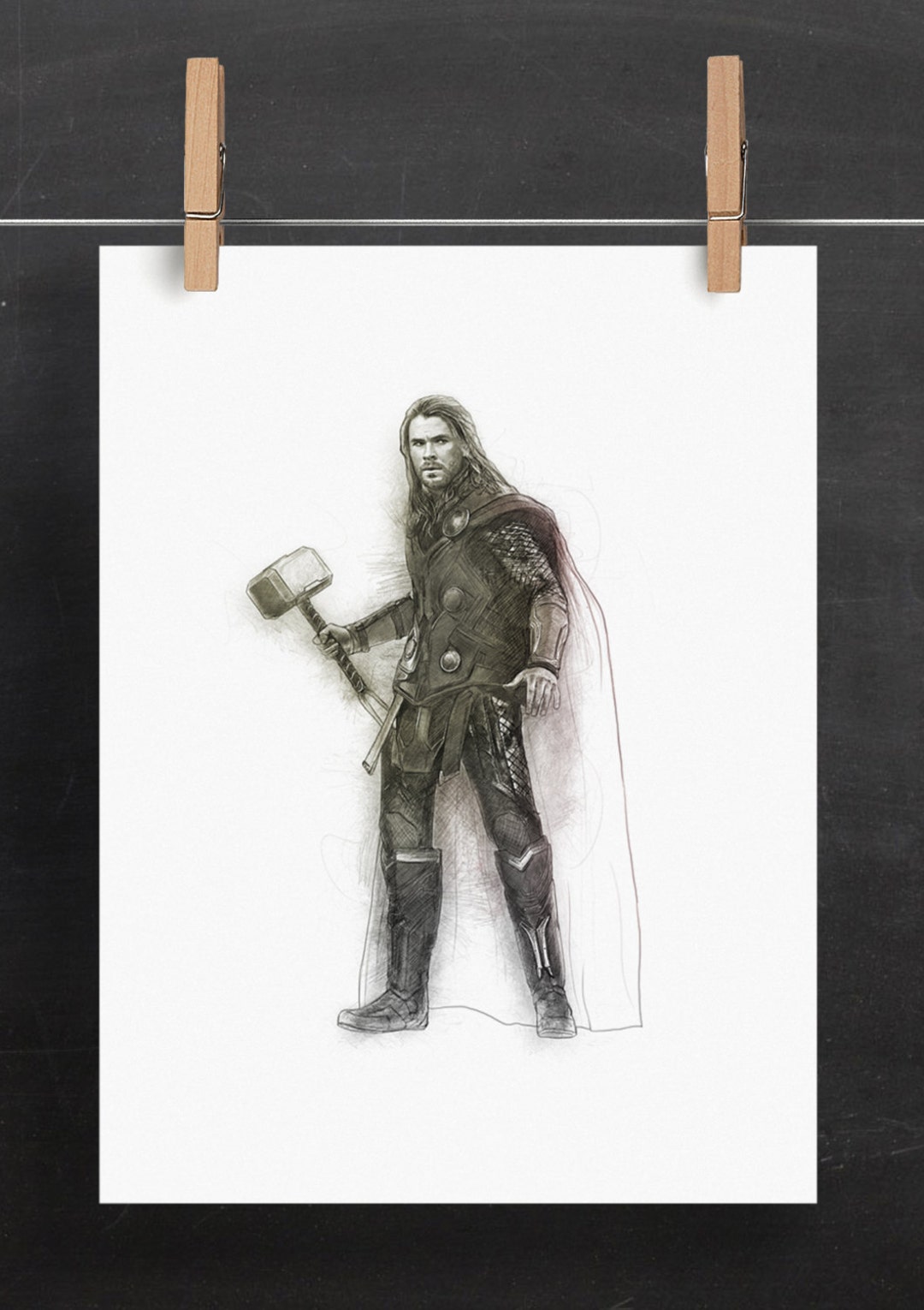 Thor Print, Avengers Art, God of Thunder Art, Marvel Print, Digital ...