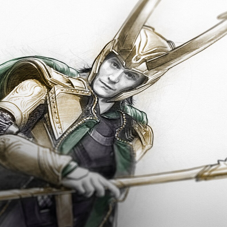 Loki Art Print: God of Mischief Poster (marvel Print Digital Pencil ...