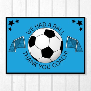 Soccer Thank You Card, Soccer Coach, Coaches, Instant Download ...