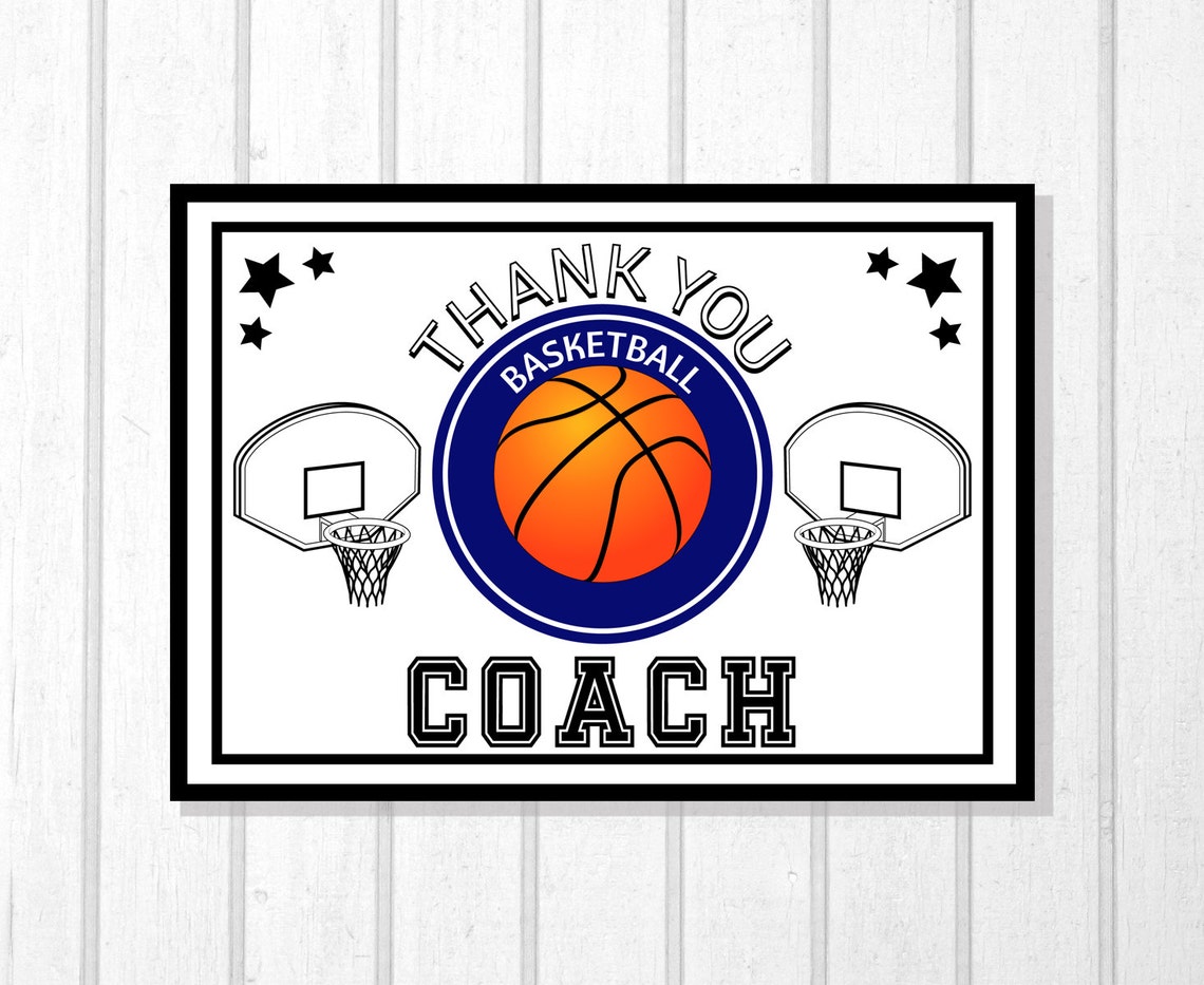 Thank You Basketball Coach Greeting Card, Printable, Downloadable ...