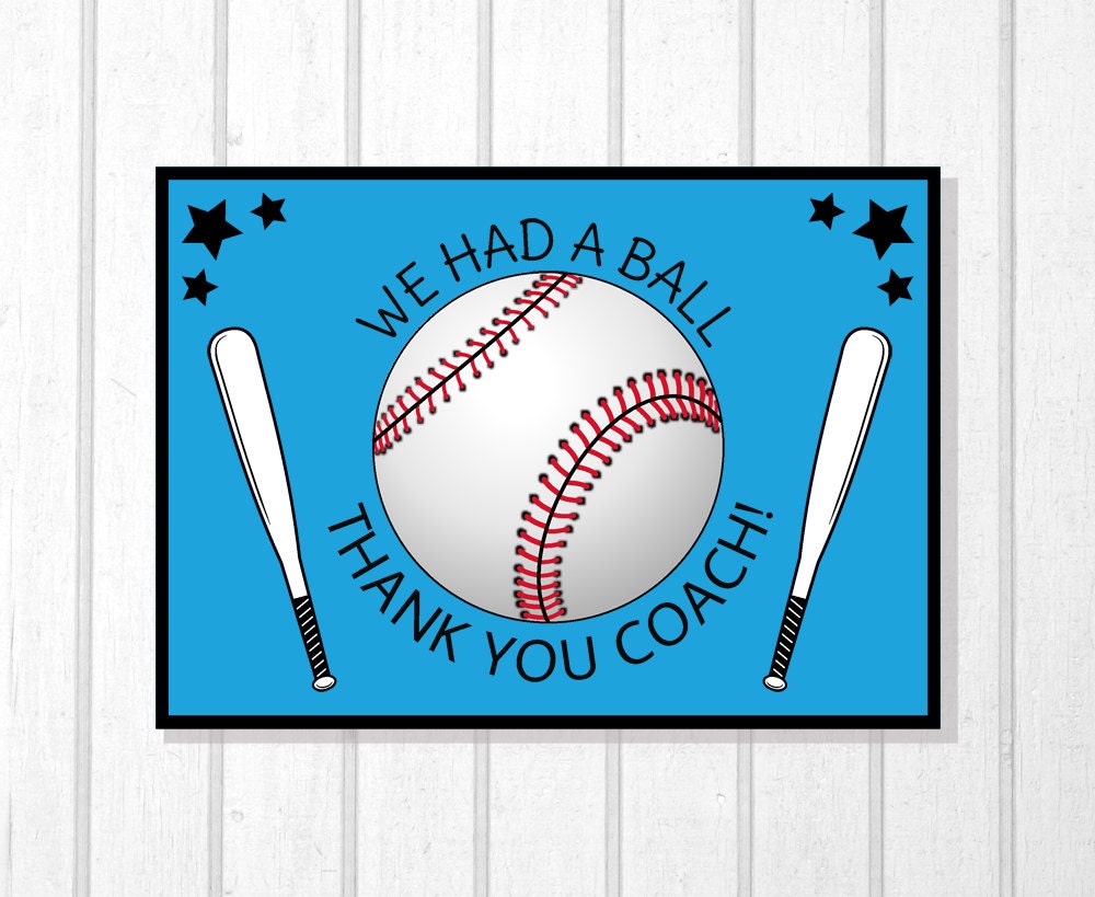 Team Thank You Baseball Card, Coach Gift, We Had a Ball Coach, Coach ...