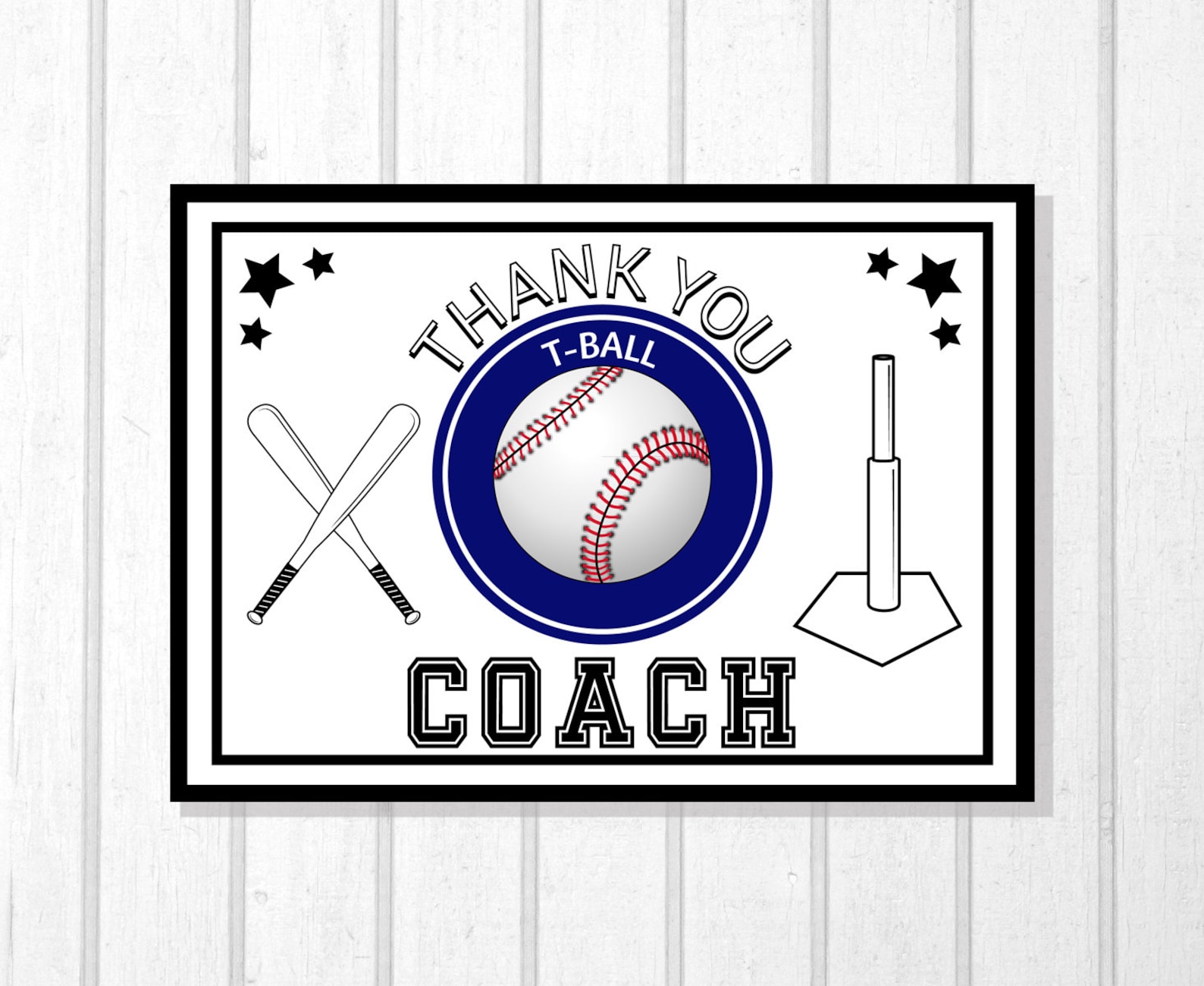 T-ball Coach Thank You, Tee Ball Thank You, Printable, 5 X 7 Inches ...