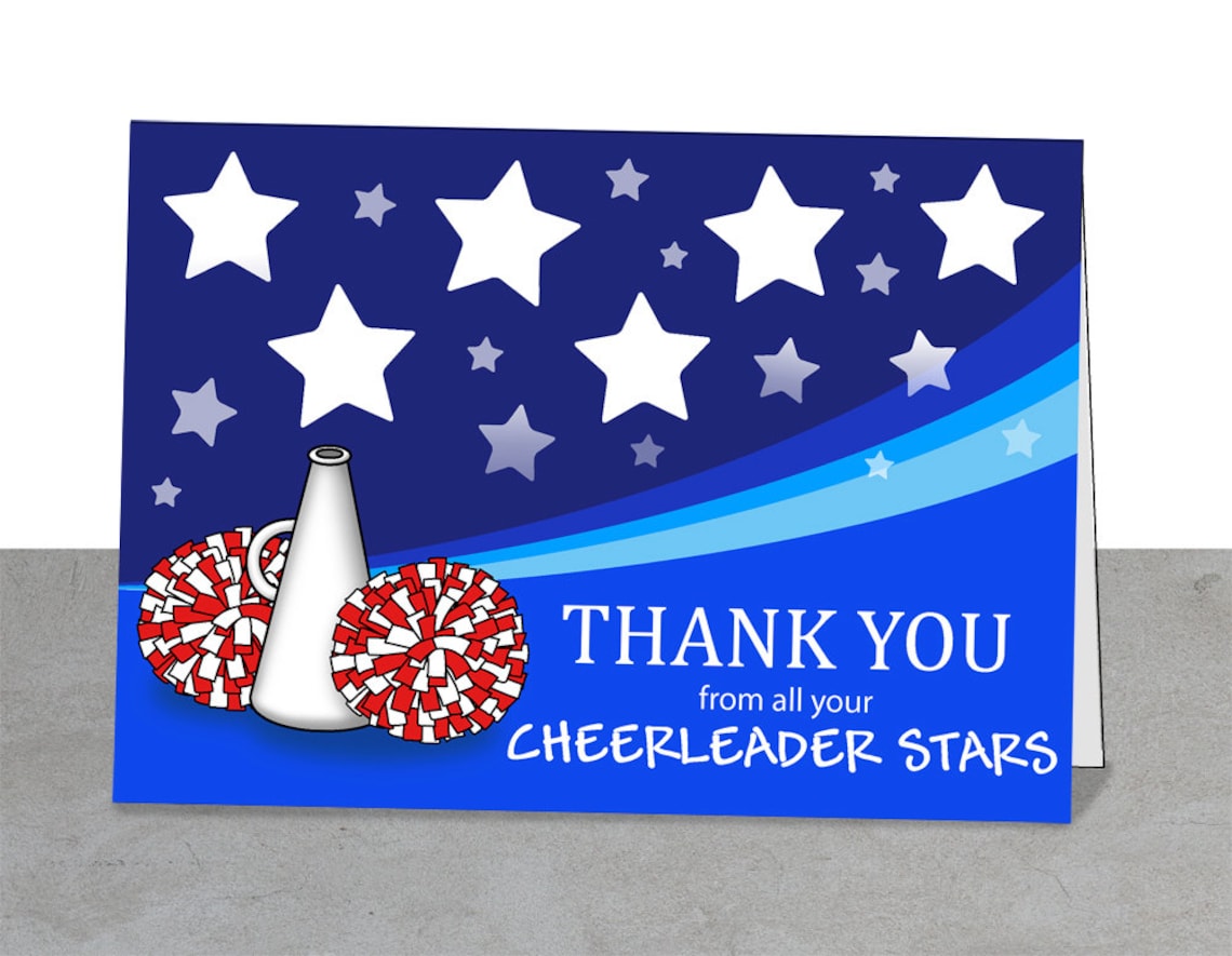 Cheerleader Thank You Card, Cheer Printable, Coach Gifts, Cheerleading ...
