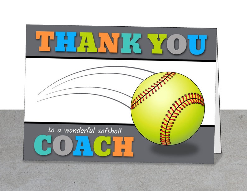PRINTABLE Team Thank You Card for Softball Coach, Instant Download ...