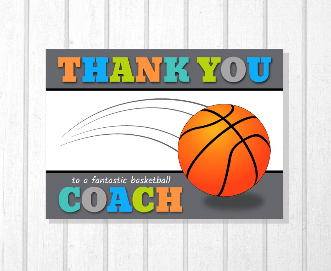 PRINTABLE Team Thank You Card for Basketball Coach, Instant Download ...