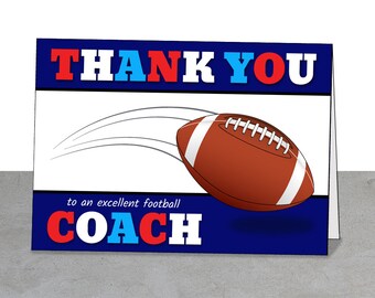 Football Thank You Card Football Printable Coach Gifts | Etsy