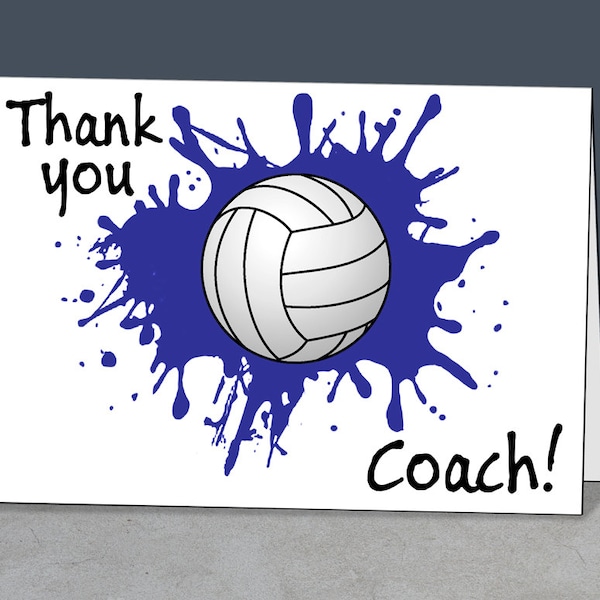 PRINTABLE Volleyball Coach Card, Thank You Team Card, Volleyball Thank ...