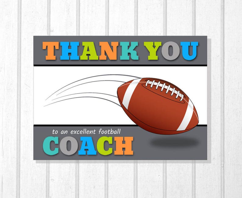 PRINTABLE Football Team Thank You Coach Card, Team Gift, Coach Thank ...
