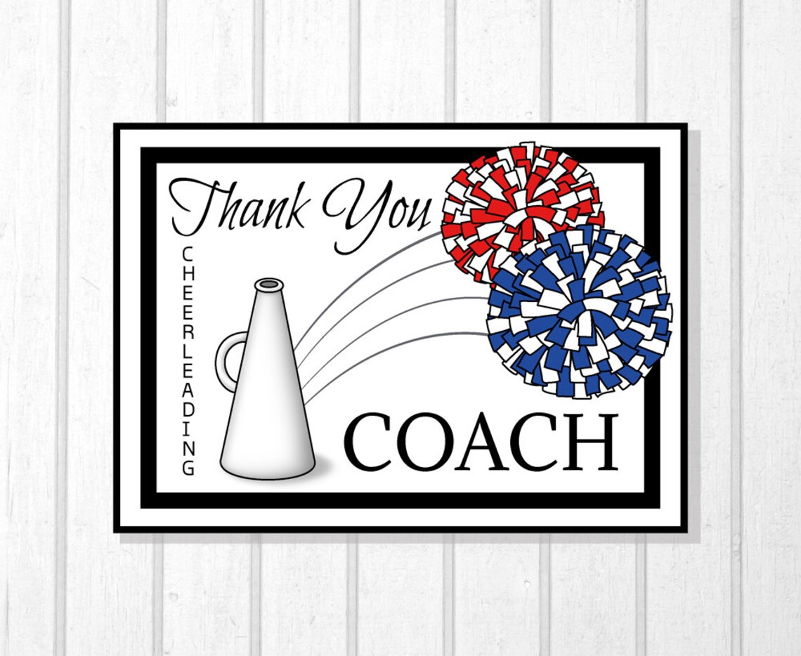 PRINTABLE Cheerleading Coach Card, Thank You Team Card, Cheerleader ...