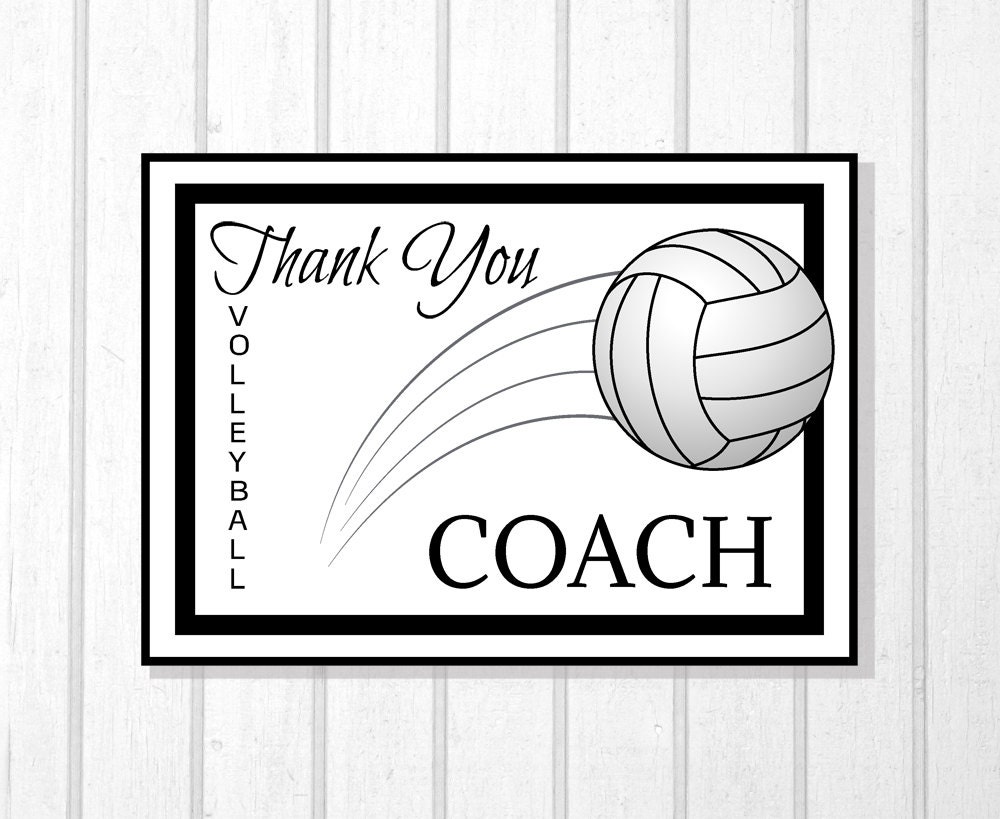 PRINTABLE Volleyball Coach Card, Thank You Team Card, Volleyball Thank ...