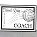 PRINTABLE Volleyball Coach Card, Thank You Team Card, Volleyball Thank ...