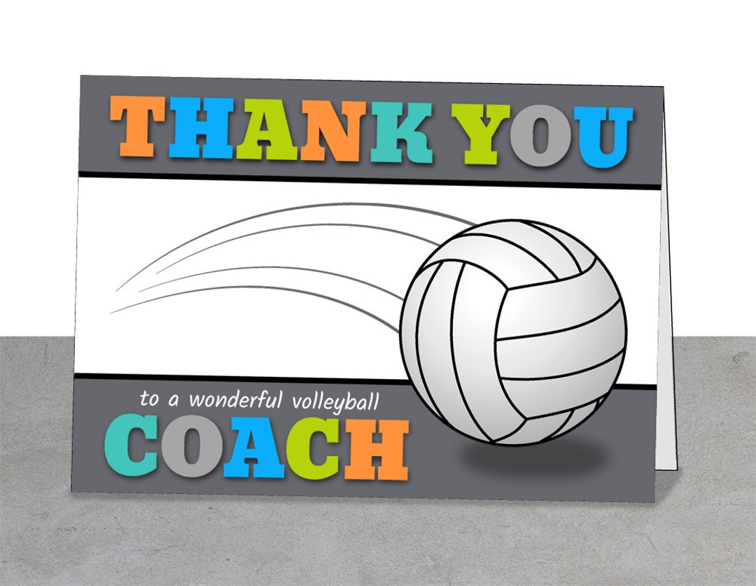 PRINTABLE Volleyball Coach Thank You Card, Team Thank You, Volleyball ...