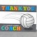 PRINTABLE Volleyball Coach Thank You Card, Team Thank You, Volleyball ...