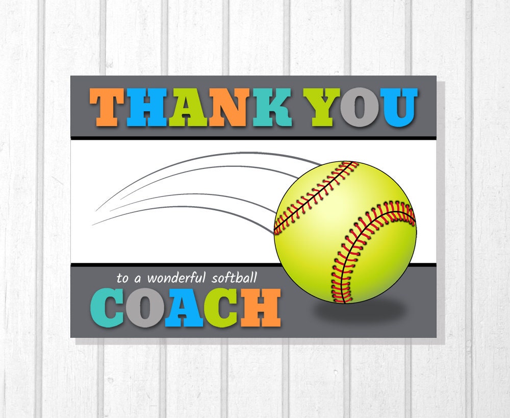 PRINTABLE Team Thank You Card for Softball Coach, Instant Download ...