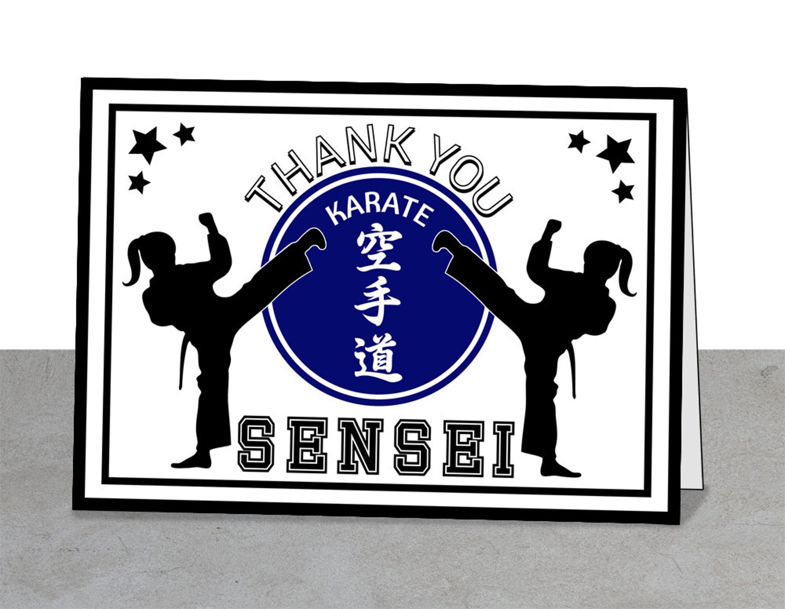 Karate Thank You Card, High Kick, Boy, Girl, Printable Card, Mentor ...