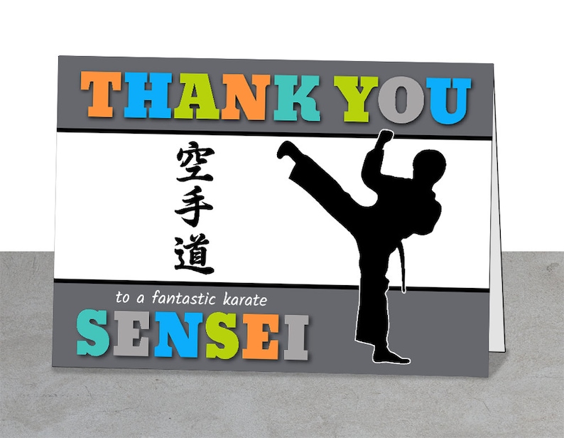 Karate Thank You Card, Boy, Girl, Printable Card, Mentor Gift, Sensei ...