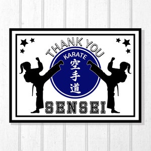 Karate Thank You Card, High Kick, Boy, Girl, Printable Card, Mentor ...