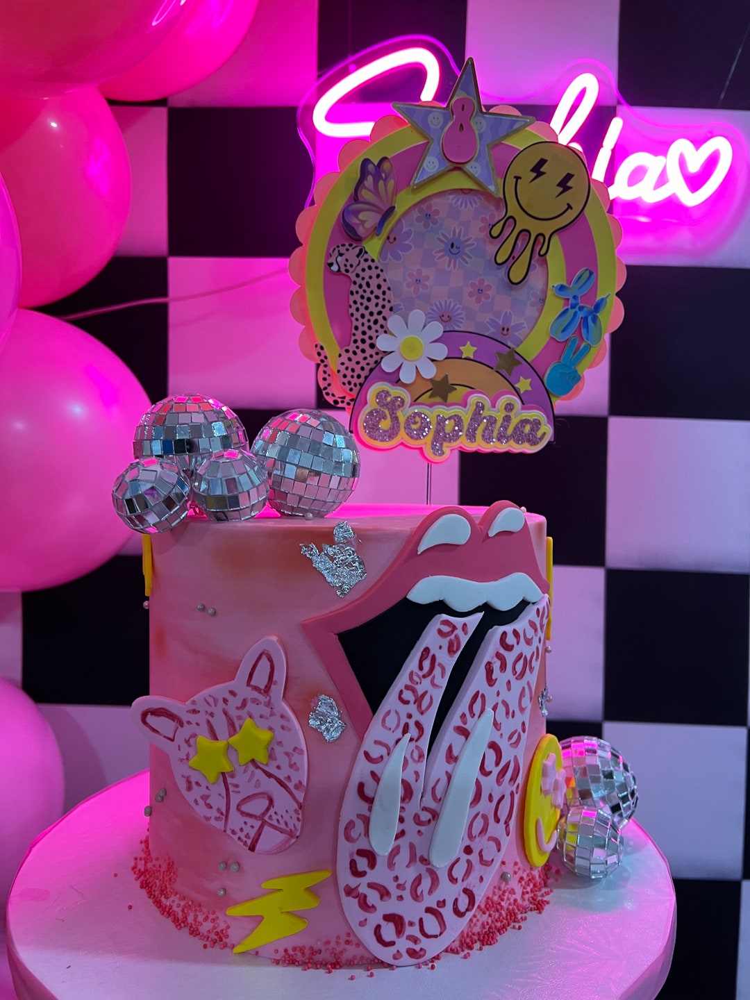 Preppy Psychedelic Cake Topper - Etsy