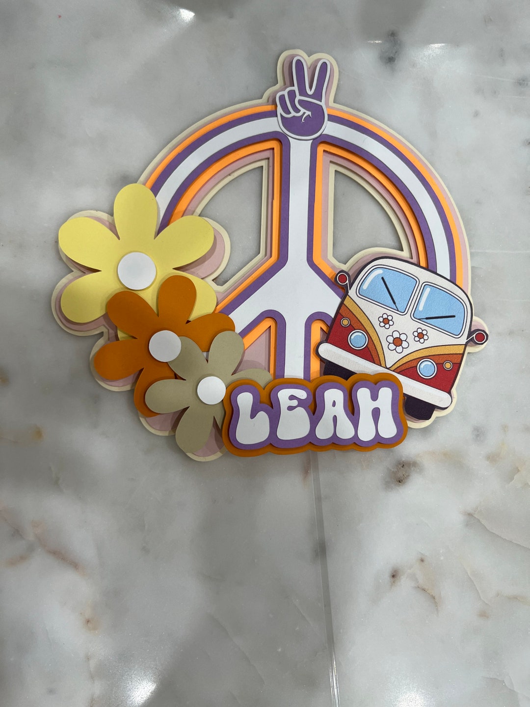 Groovy Hippie Theme Cake Topper - Etsy