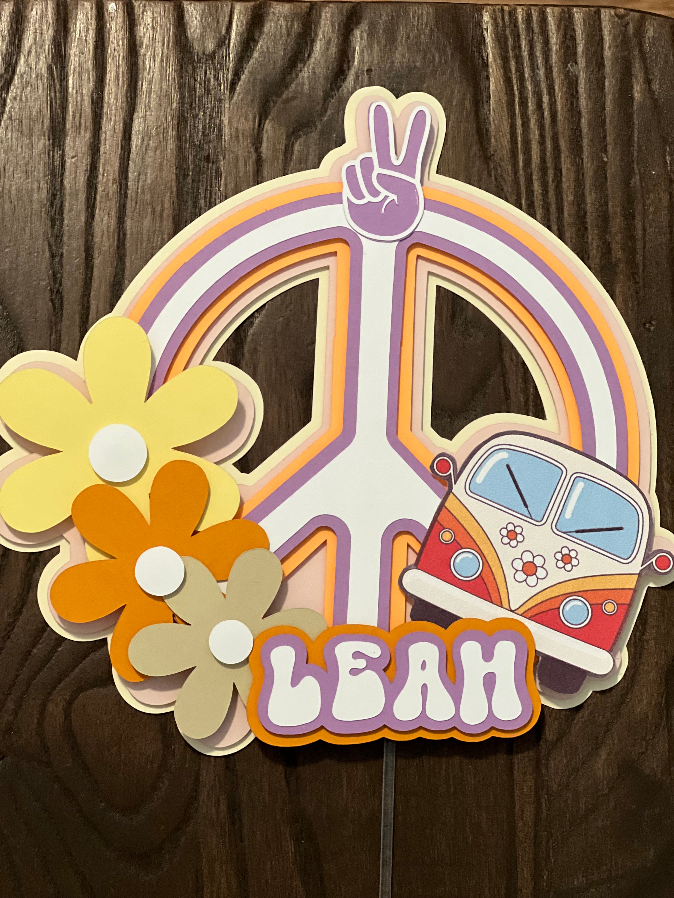 Groovy Hippie Theme Cake Topper - Etsy