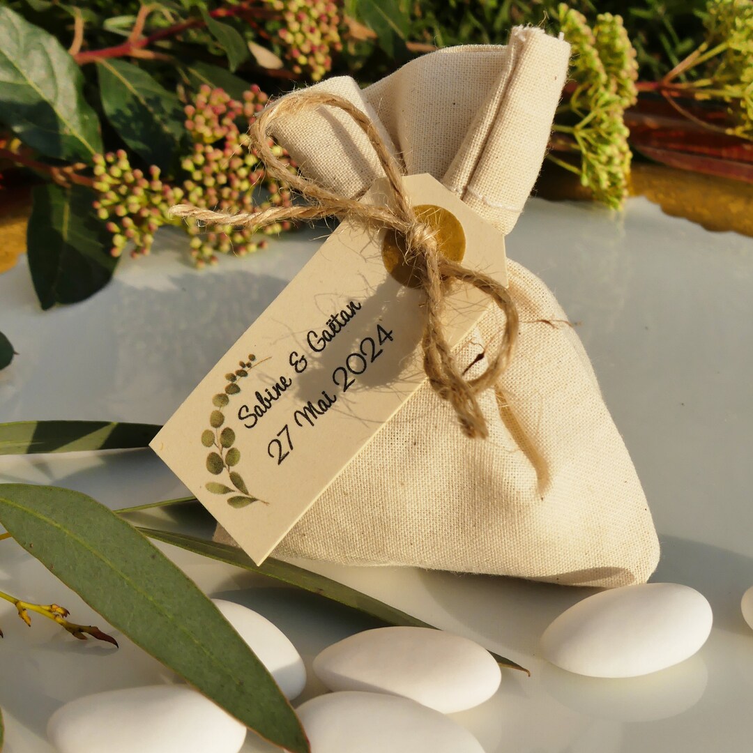 Personalized Cotton Pouch for Weddings and Baptisms With Sugared ...