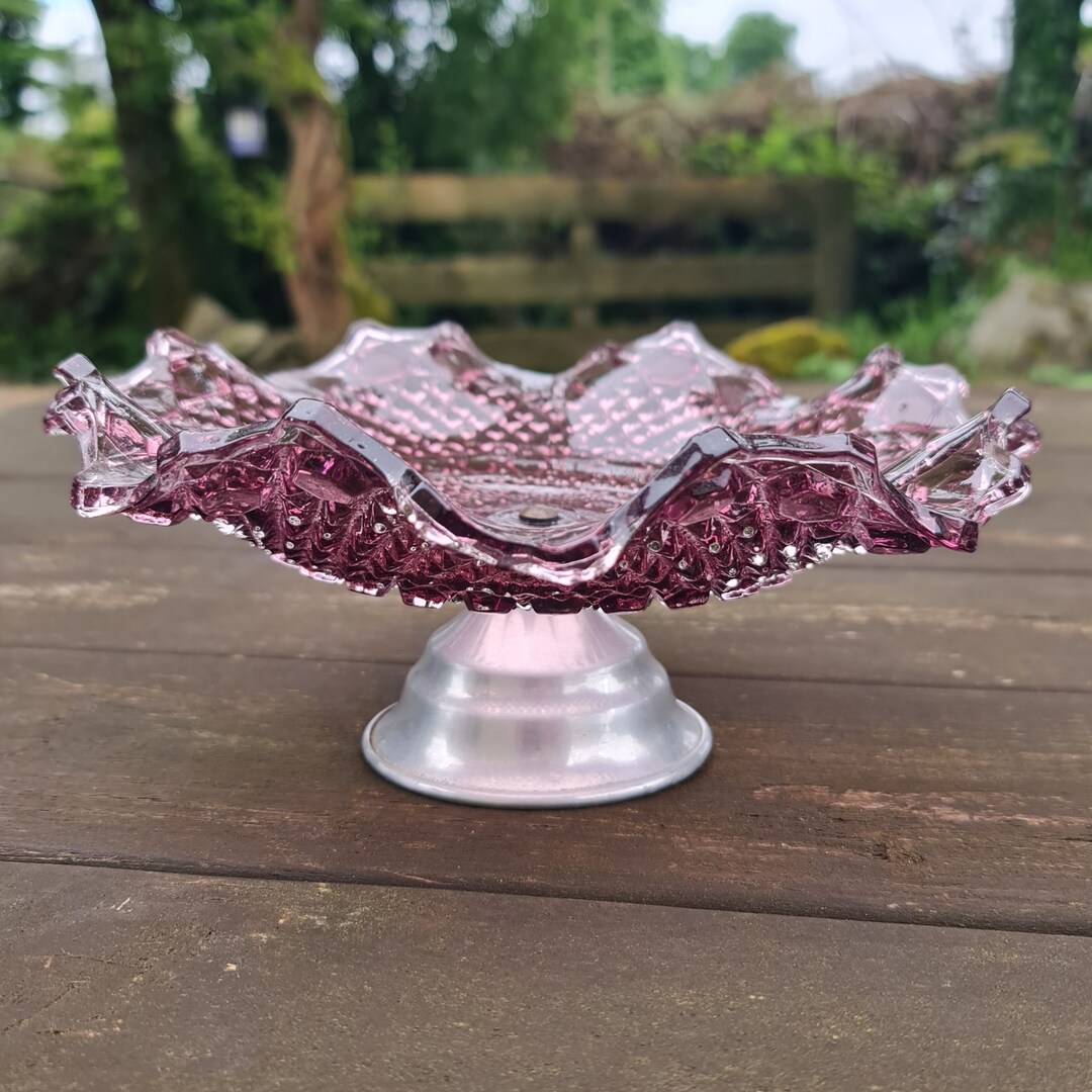 Art Deco Amethyst Depression Glass Pedestal Bowl, C.1940 - Etsy