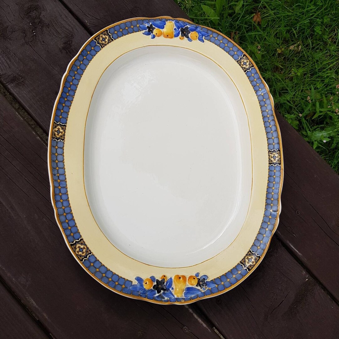 Meat Platter, BOOTHS Silicon China, 1931, Blue and Ivory, Hand Painted ...