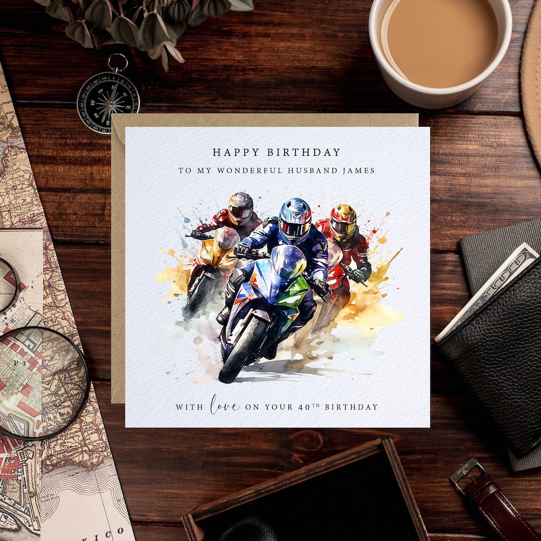 Motorbike Birthday Card - Motorcycle Greeting Card - Racing Bike Card ...