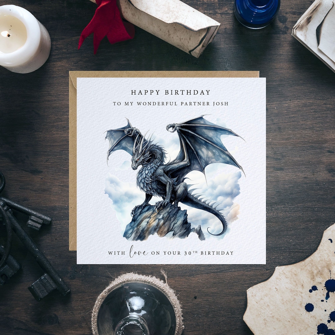 Dragon Birthday Card - Fantasy Dragon - Mythological Dragon - Dragon ...