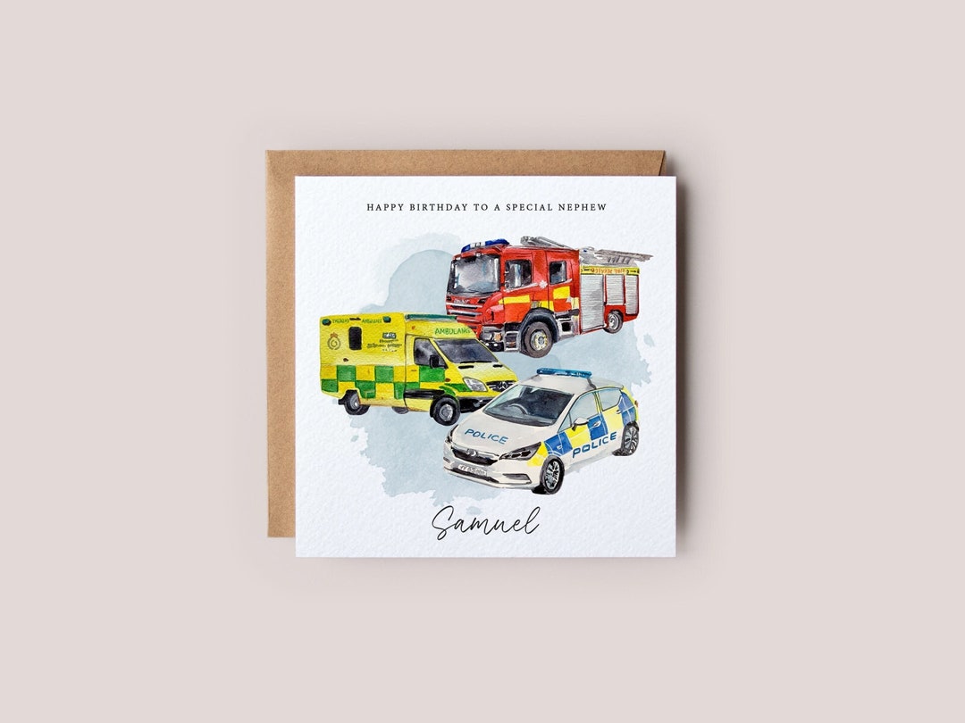 Boys Birthday Card - Emergency Services - Nephew Birthday Card ...
