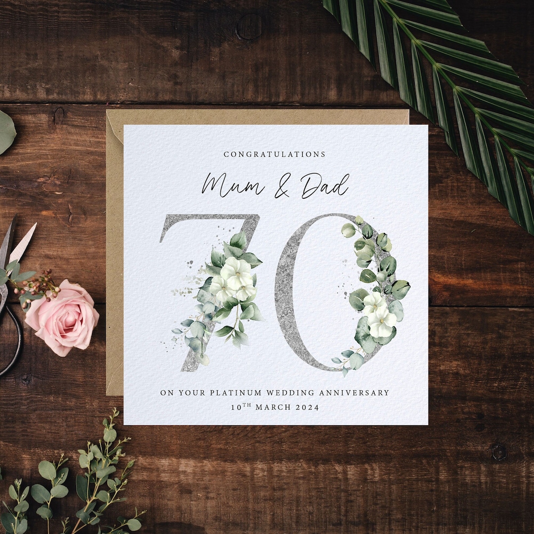 Platinum Wedding Anniversary Card 70th Wedding Card Platinum ...