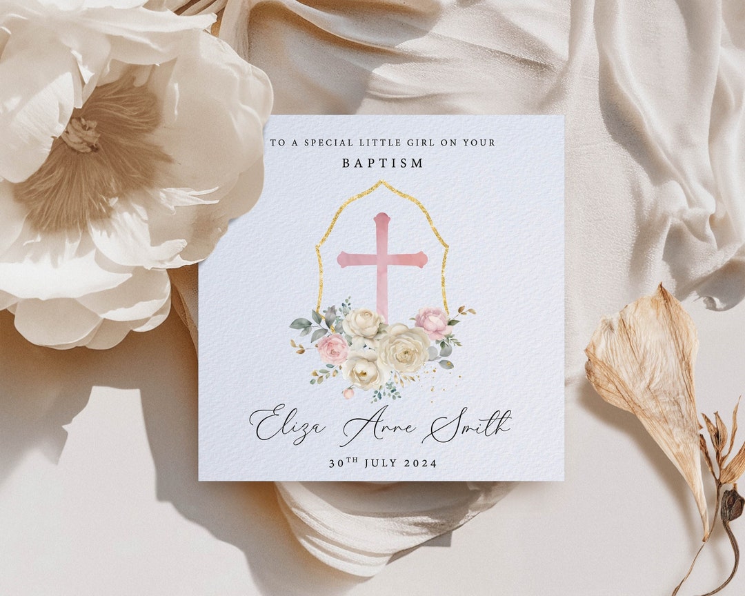 Baptism Card for a Girl - Daughter Christening Card - Granddaughter ...