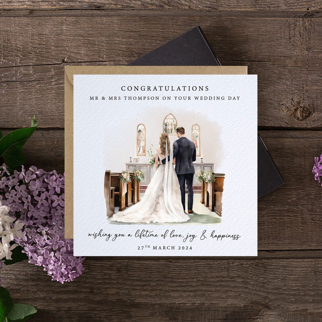 Church Wedding Card Bride & Groom Card Religious Wedding Christian ...