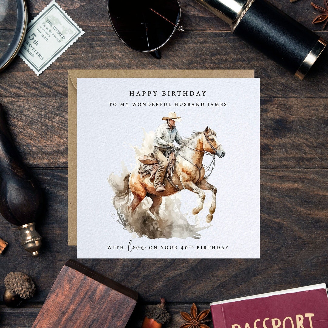 Cowboy Birthday Card - Western Greeting Card - Male Birthday Card ...