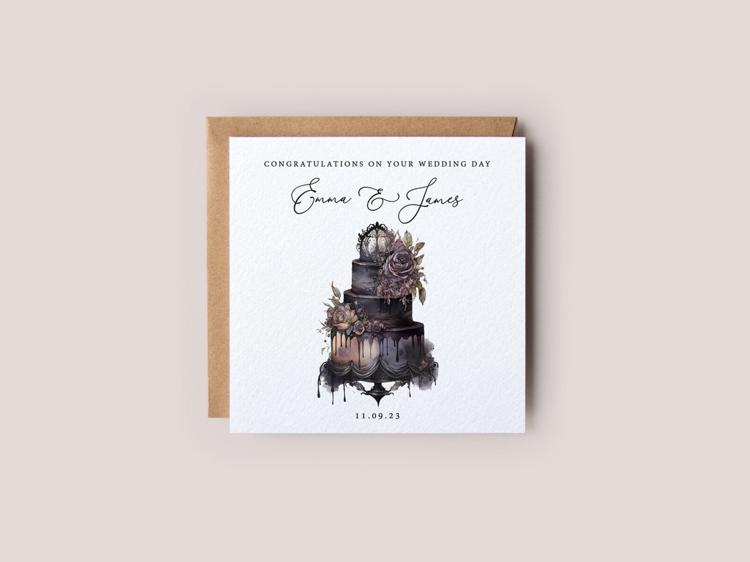 Goth Wedding Card Black Wedding Cake Alternative Wedding Gift Gothic ...