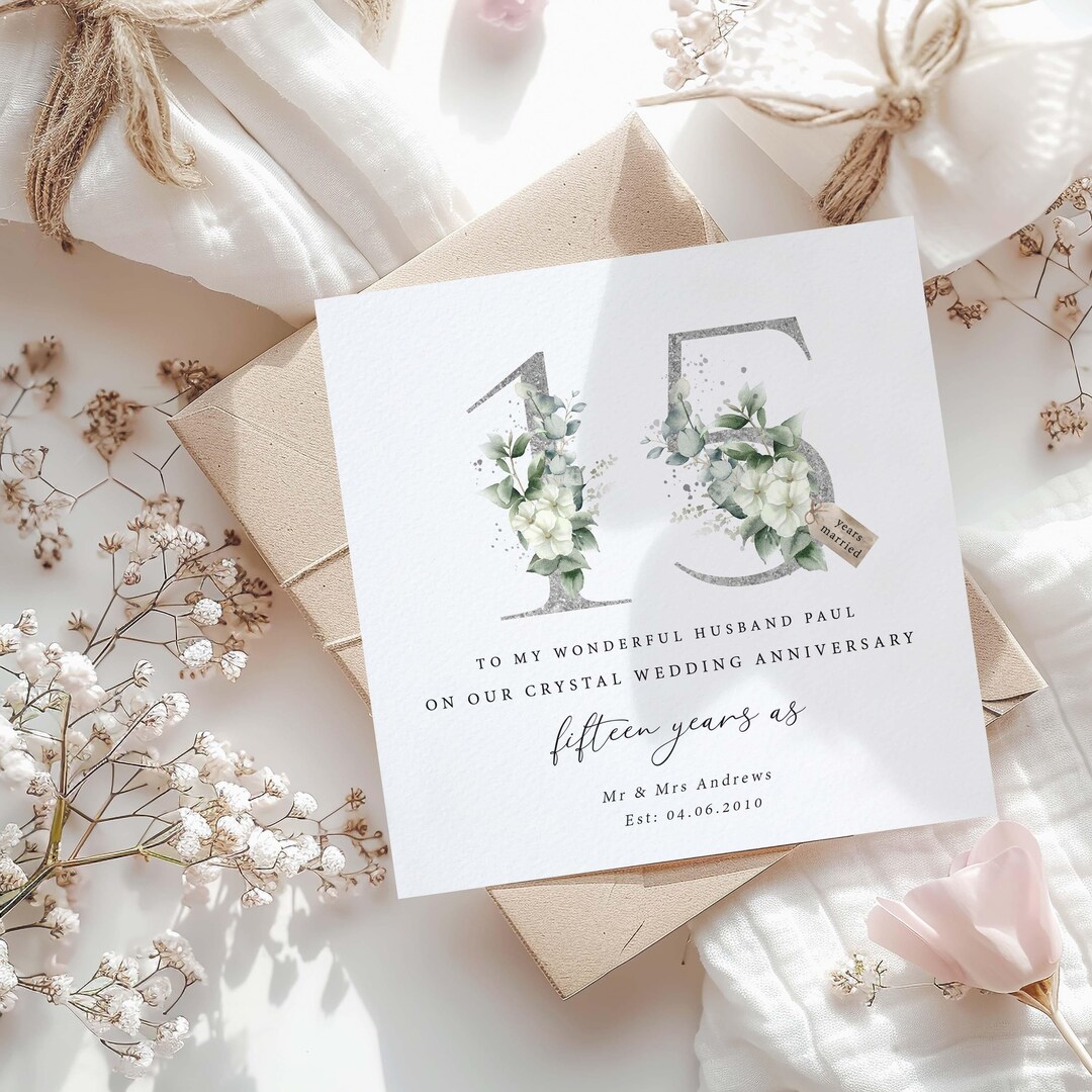 15th Anniversary Card for Husband - Fifteenth Anniversary Card Wife ...