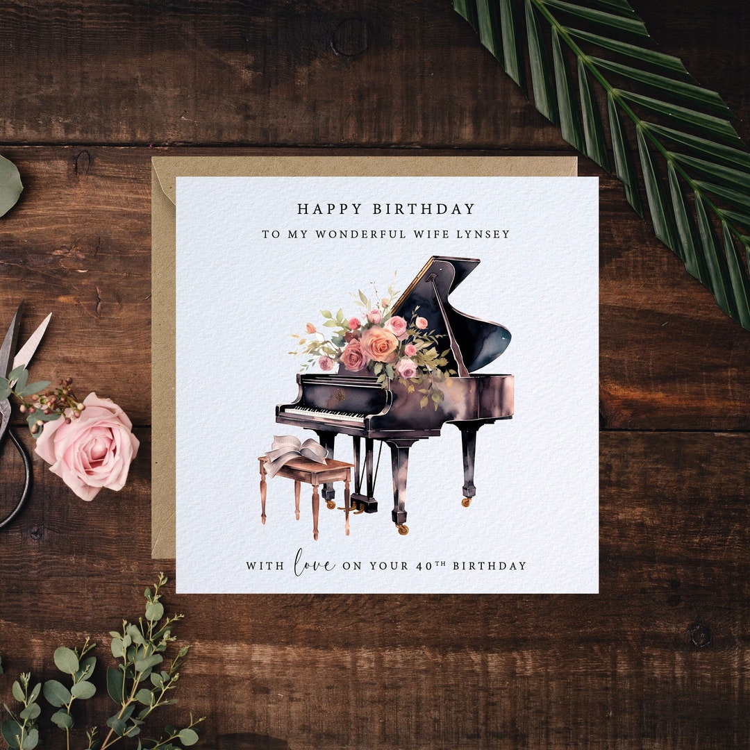 Piano Birthday Card - Pianist Greeting Card - Piano Teacher Card ...