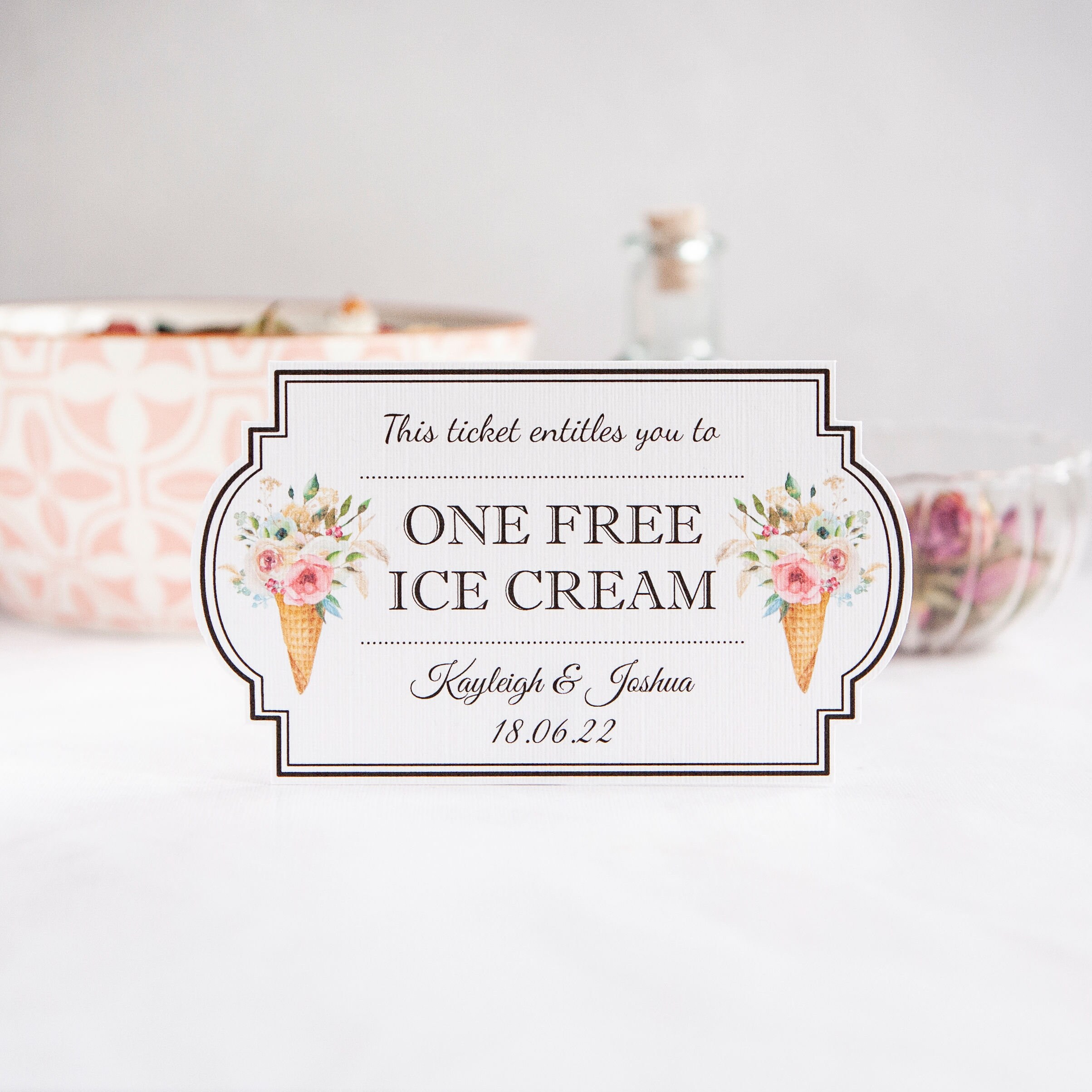 Free Ice Cream Voucher Ice Cream Token Wedding Ice Cream Etsy