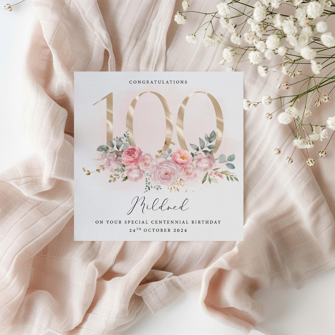 Personalised 100th Birthday Card - Centennial Birthday Card - Age 100 ...