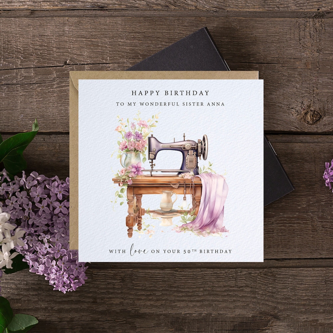 Sewing Birthday Card - Sewing Machine Card - Female Birthday Card ...