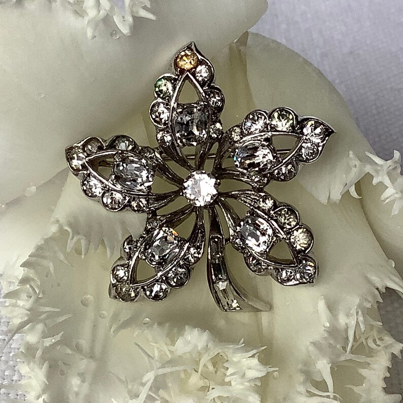 Vintage Sterling W Germany Silver Brooch With Chaton - Etsy