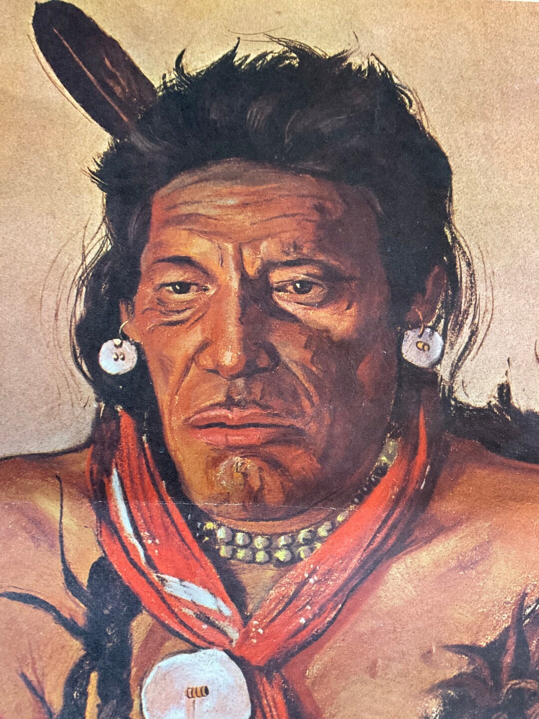 Vintage Mequinis Cree Feather print Edmund Morris portrait de peuples ...