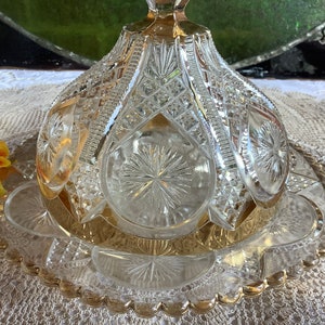 Victorian EAPG Dome Lid Butter Dish Star Pattern Cheese Dish Superb ...