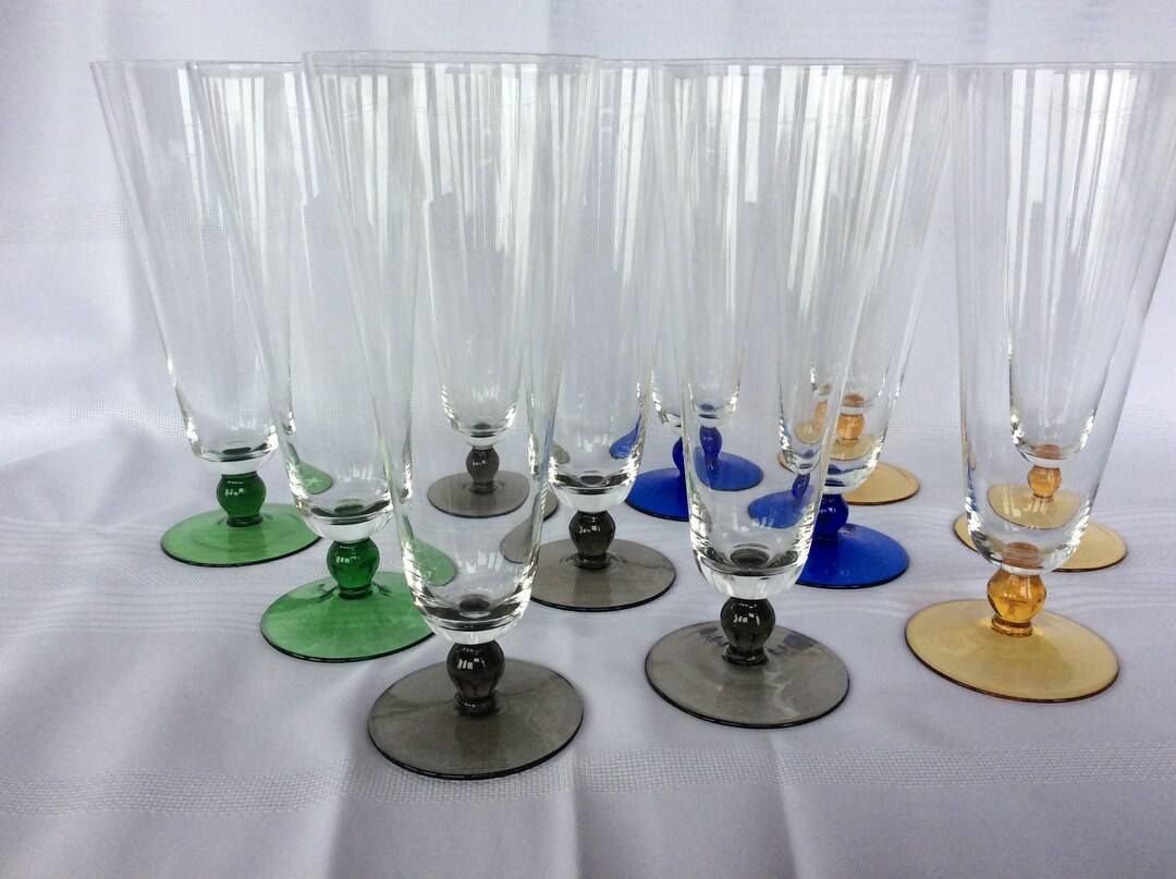 Fancy Chic Colorful Champagne Flutes Beer Pilsner Mid Century - Etsy