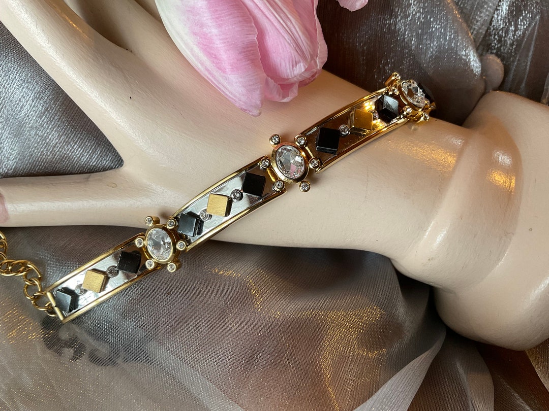 FAC Butler Bracelet Links 8.5 Design Lobster Claw Closure Rhinestones ...