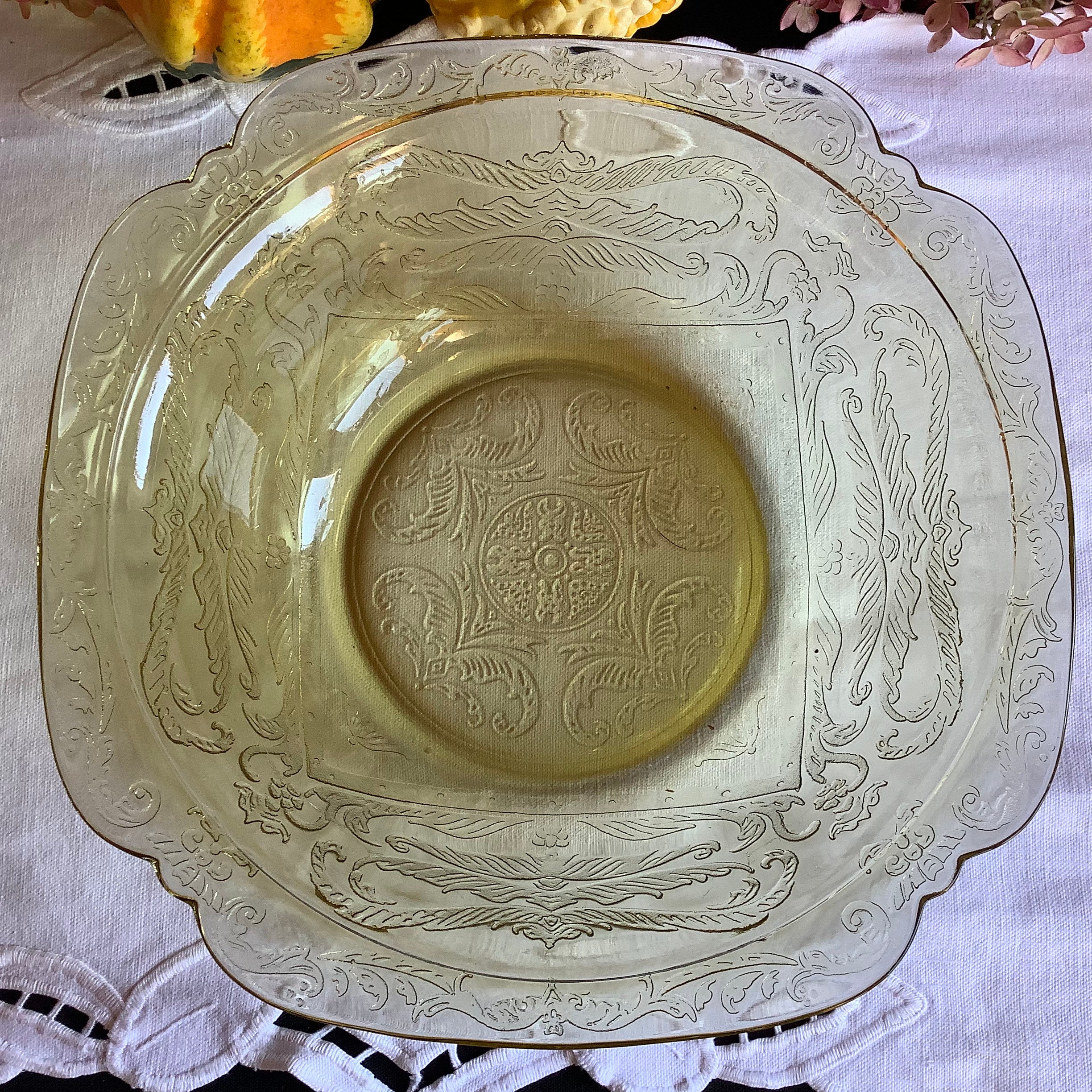 Federal Glass Madrid Pattern Square Vegetable Dish Yellow | Etsy