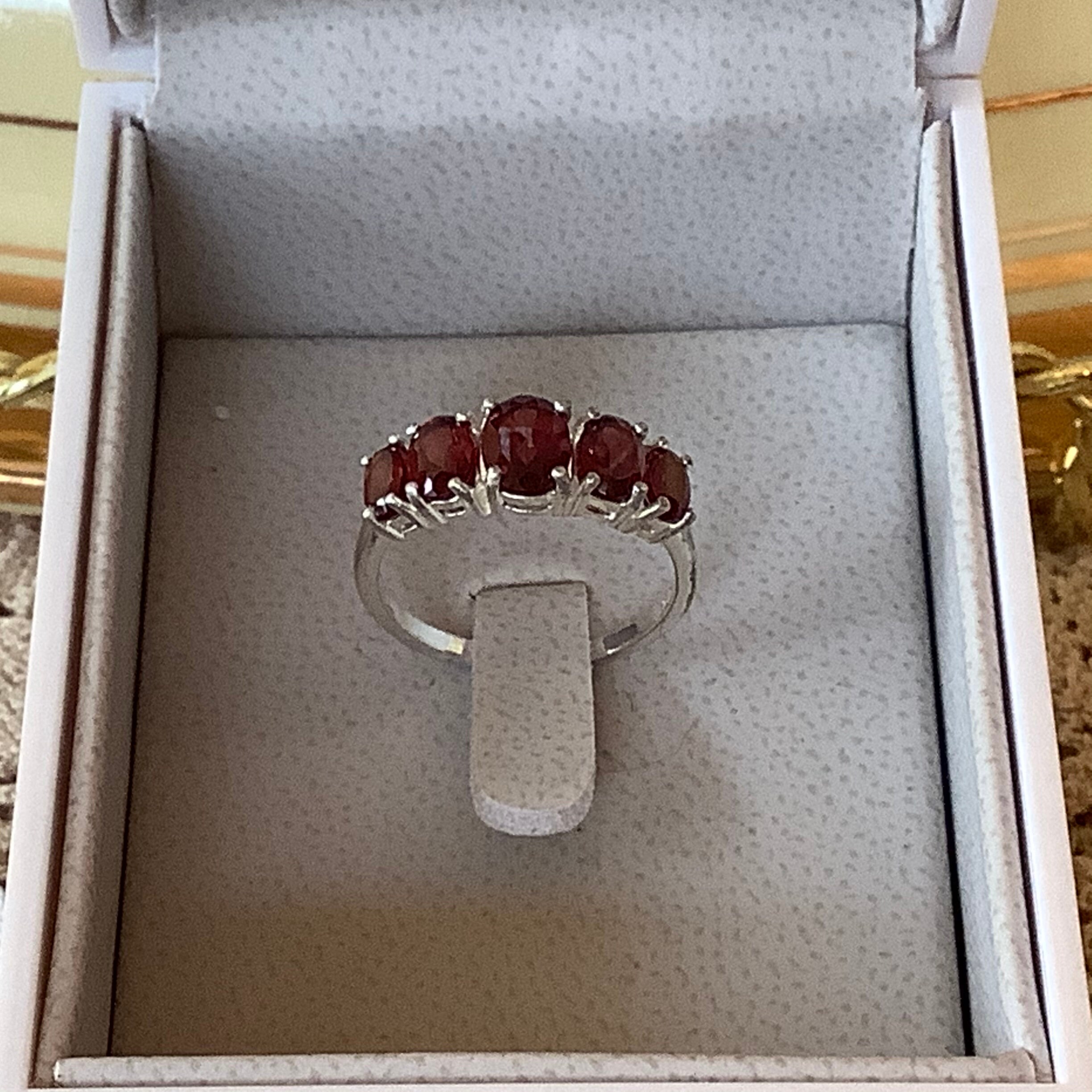 Vintage RJ 925 Sterling Ring Garnet Stones Avon January | Etsy
