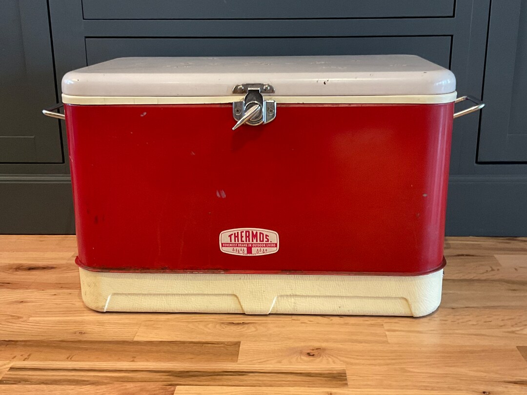 Thermos Cooler Ice Box Red White Metal Fifties Sixties Retro Family ...